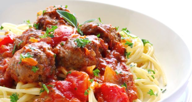 Spaghetti with Lamb Meatballs in Tomato Sauce Recipe - NDTV Food